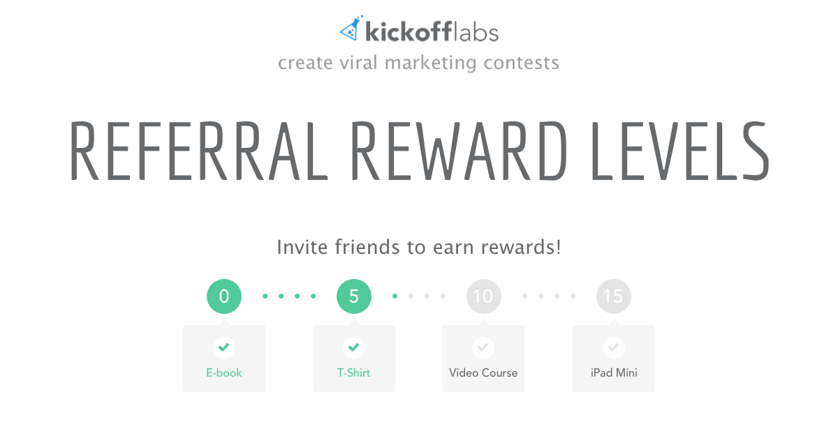 KickoffLabs Reward Level Referrals Contest Demo